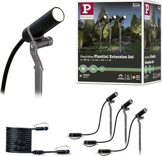 Paulmann 94156 Plug & Shine Spot Plantini Erg&auml;nzungs-Set 3000K 24V Anthrazit Alu 94156 Aussenleuchte Spotbeleuchtung Gartenbeleuchtung