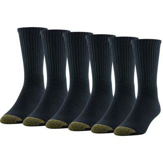 Gold Toe GOLDTOE Herren Athletic Crew Baumwollmischgewebe, 6 Paar Socken, Schwarz, Large (6er Pack)