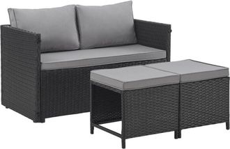 SVITA ATHINA Ensemble de meubles de jardin Outdoor Meubles de balcon Polyrattan Noir