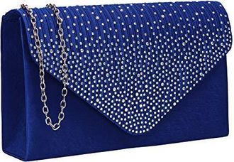 Swankyswans Swankyswans Femme Abby Diamante Envelope Style Bag Handbag, Bleu (Bleu Roi), Taille Unique