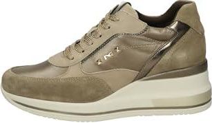 Nero Giardini I514130D Sneakers Femme en Cuir Velours, Vernis, Cuir Et Matière Technique - Beige 40 EU