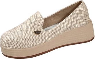 Generic Chaussures compens&eacute;es &agrave; enfiler pour femme - Couleur unie - Semelle &eacute;paisse - Respirantes - Confortables - Pour le travail et le shopping, beige, 40.5