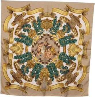 Herm&egrave;s Pre-owned Vintage Silk Scarf - Femme - Pre-owned - Beige - Taille: ONE Size