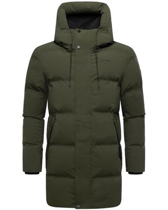 Stone Harbor Herren lange Steppjacke Wintermantel mit magnetischem Verschluss Darianoo XX Dark Olive Gr. 3XL