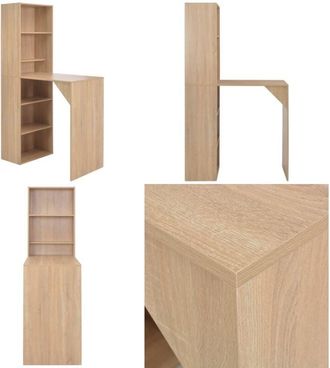 vidaXL Table de bar avec armoire Chêne 115x59x200 cm - Table De Bar - Table Haute - Meuble De Salon - Mobilier Moderne - Table Avec Rangement - Home & Living