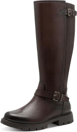 Tamaris Comfort Damen Hohe Stiefel ohne Absatz mit Reißverschluss mit Schnallen, Braun (Mocca), 38 EU