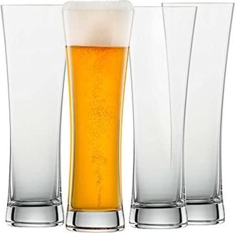 Schott Zwiesel Weizenbierglas Beer Basic 0,3 l (4er-Set), geradlinige Weizengläser für Weizenbier, spülmaschinenfeste Tritan-Kristallgläser, Made in Germany (Art.-Nr