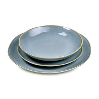 Medard De Noblat M&Eacute;DARD DE NOBLAT - Service vaisselle - Eg&eacute;e - Gr&egrave;s - Lot de 18 assiettes - Bleu ciel