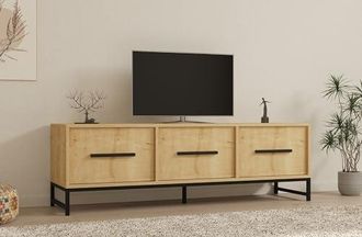 Hanah Home Sapphire Oak TV Stand, 160 cm | 100% Melamine Coated Particle Board, 18 mm Thick | Wall-Mountable, Multiple Shelves, Stylish & Functional Design