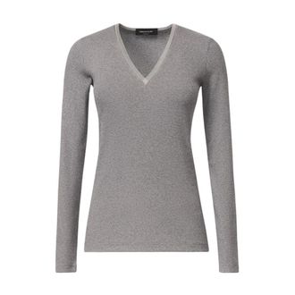 Fabiana Filippi Femme, Pulls, Gris, Taille: 44 FR Haut &agrave; Manches Longues et Col en V