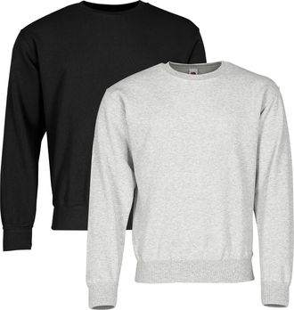 Fruit Of The Loom 2er-Pack Classic Set-in Sweat Sweatshirt Herren, Black + Heather Grey, 5XL