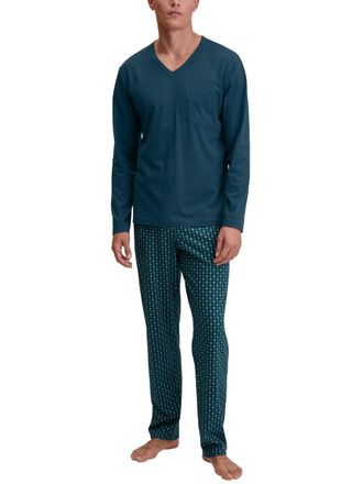 CALIDA Relax Imprint Pyjama, lang Herren, aus 100% Baumwolle, pflegeleicht, elastisch und formstabil, in Single Jersey