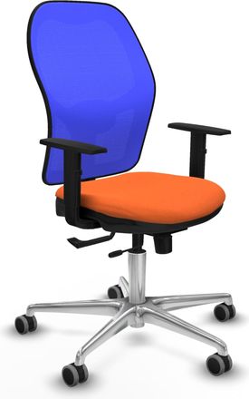 Piqueras y Crespo B&uuml;rostuhl aus Stoff, h&ouml;henverstellbar, mit 1D-Armen, h&ouml;henverstellbare Lendenwirbelst&uuml;tze, ausgestattet mit Syncro/Traslack. Blau/Orange