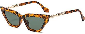 Generic 2025 design chaîne en métal décoration hommes et femmes lunettes de soleil petit cadre oeil de chat soleil ombrage lunettes de soleil (couleur : B, ta