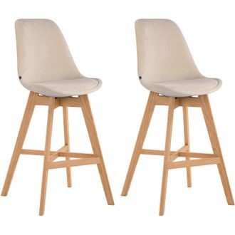 Clp Set 2 tabourets modernes Cadre en bois clair et siège de velours différentes couleurs colore : Crème