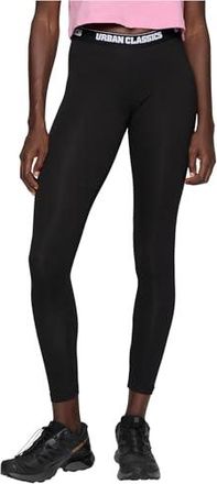 Urban Classics Femme Ladies Logo Leggings, Noir/Gris, 4XL Grande taille EU