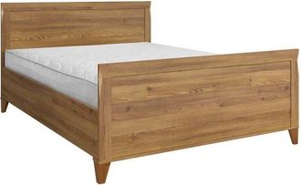 PEGANE Lit adule double 160x200 lit 2 places coloris M&eacute;l&egrave;ze dor&eacute; - Longueur 204,5 x Profondeur 165,5 x Hauteur 78,5-102,5 cm