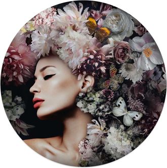 Reinders Glasbild, Frau mit Blumenhut, Schlafzimmer, Poster, Wanddeko, Glasbilder, Glas, Rosa, &Oslash; 50cm