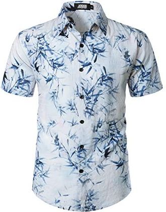 JOGAL Chemise hawaïenne, décontractée, à manches courtes, pour homme, motif floral, XXL