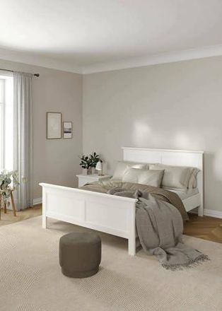 Dmora Doppelbett Christelle, Struktur des Lagerbetts, Sommier mit Abdeckung, Bettrahmen aus Stoff, 213x172 h110 cm, Wei&szlig;