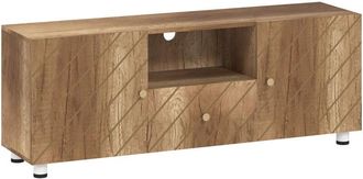 HOMCOM Homcom - Meuble tv banc tv design - 2 portes, 2 étagères, niche tiroir - effet bois doré