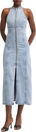 A|X Armani Exchange Femme, Robes, Bleu, Taille: 36 FR Midi Denim Dress