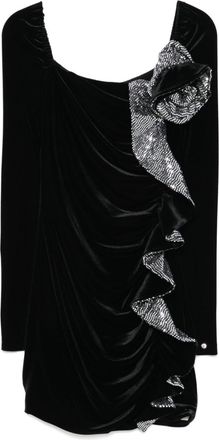 Nissa Samt-Minikleid mit Pailletten - Schwarz