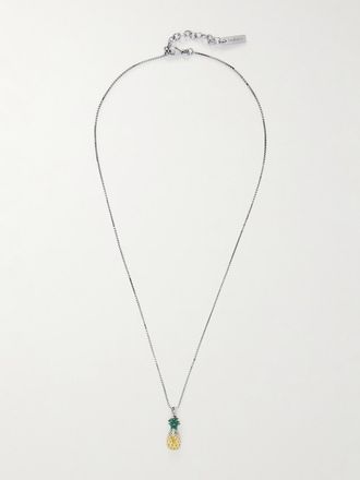 Saint Laurent Pineapple Kette Mit Emaille Und Silberfarbenen Details