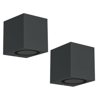 LEDs Com 2 St&uuml;ck Wandleuchte ALSE Downlight f&uuml;r au&szlig;en, anthrazit, Aluminium, eckig, inkl. GU10 LED Lampe (warmwei&szlig;, 2,4W, 227lm, 110&deg;)