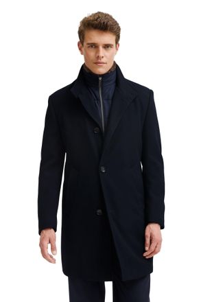 Bugatti Herren Stehkragen Mantel 821429-84220 Modern Fit, Flexcity Stretch, Westen-Einsatz, Kunstfellkragen abnehmbar