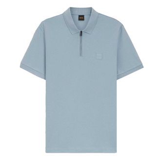 HUGO BOSS Poloshirt f&uuml;r Herren, mit kurzem Rei&szlig;verschluss (Blau)