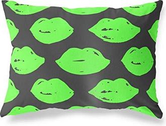 Bonamaison Le Jardin du Lin Kissen Zierkissenbezug Neon Grün-Rauch Kissenbezug, Weich Bequem, Für Zuhause Autos Büro Sofa Wohnzimmer Couch Schlafzimmer Dekor, 35