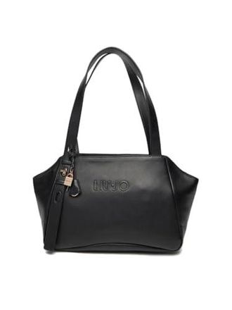 Liu Jo Sac &agrave; bandouli&egrave;re pour femme, design &eacute;l&eacute;gant, cuir synth&eacute;tique noir, avec fermeture &eacute;clair et d&eacute;tails m&eacute;talliques