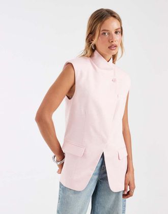 Asos Blazer crois&eacute; sans manches - Rose pastel