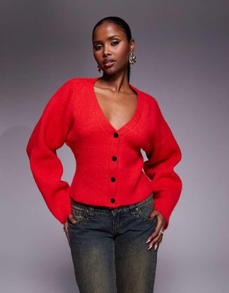 Abrand Taillierte, bequeme Strickjacke in Rot