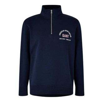 GANT Sweatshirt f&uuml;r Herren, mit kurzem Rei&szlig;verschluss, Fleece (Abendblau)