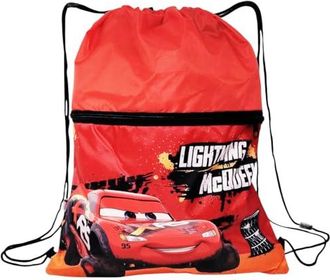Disney Sac &agrave; dos &agrave; sac scolaire et loisirs Cars Saetta McQueen 2 compartiments avec fermeture &eacute;clair ext&eacute;rieure et fermeture &agrave; cordon 44 x 34 cm
