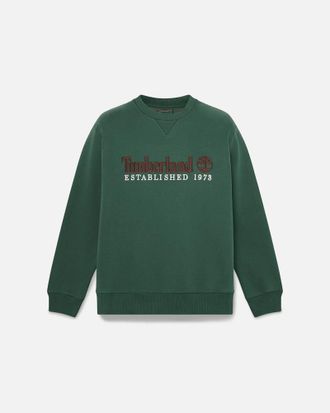 Timberland Rundhals-Sweatshirt mit aufgesticktem Established 1973-Logo f&uuml;r Herren in Dunkelgr&uuml;n, Herren, Gr&uuml;n, Gr&ouml;&szlig;e