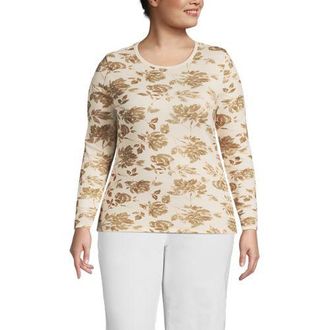Lands End Langarmshirt aus mikrofeinem Baumwollripp, Damen, Gr&ouml;&szlig;e:52-54 plus, Wei&szlig;, Baumwolle/Elasthan, by Lands End