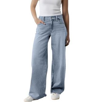 Generic Pantalon de surv&ecirc;tement pour femme - Pantalon ample en jean extensible - Taille haute - Pantalon droit d&eacute;contract&eacute; - Pantalon de surv&ecirc;tement en denim 