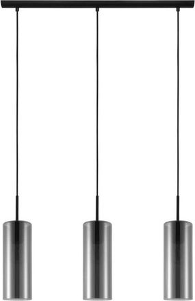Eglo Lampe &agrave; suspension en verre Keyns 3 lumi&egrave;res noir avec verre fum&eacute; - 32467