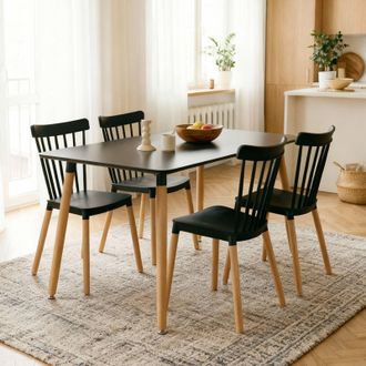 IDIMEX SHANNON/RAVI Essgruppe mit Tisch und 4 St&uuml;hlen, Schwarz - Esstisch klein 120 x 70 cm, Tisch mit 4 St&uuml;hlen Set, Esszimmerm&ouml;bel f&uuml;r moderne und skandina