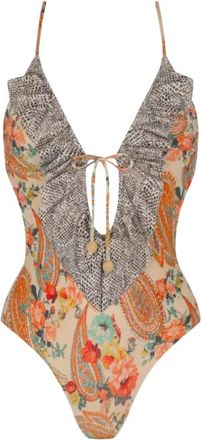 Del Maar Femme, Maillots de bain, Multicolore, Taille: 36 FR Maillot de Bain Exotique avec Col en V