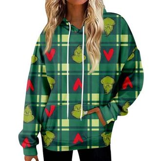 Generic Le Grinch Sweat A Capuche Femme Pull Femmes Adulte Sweatshirts Vêtements Oversize The Polaire De Vetement Hiver Plaid Costume Pulls Chaud Noel 2025 Pi