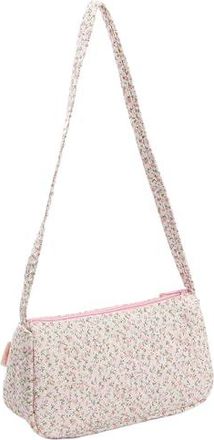 Generic Grand sac &agrave; bandouli&egrave;re en coton matelass&eacute; &agrave; motif floral pour femme, pour le travail, le shopping, les voyages, rose, 8.66x5.12x2.76(inch)