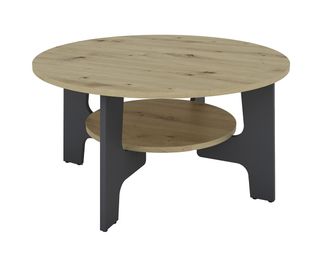 Byliving Couchtisch Jonny/Melamin Artisan Eiche, Melamin Graphit/D 80, H 42,5 cm/mit praktischem Ablageboden