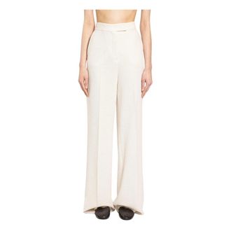 Max Mara Wool Piqu&eacute; Hosen - - Trousers - Damen - Wei&szlig; - M