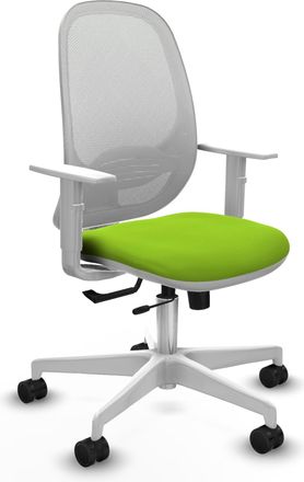 Piqueras y Crespo Rollstuhl f&uuml;r Schreibtisch mit wei&szlig;en Armlehnen, h&ouml;henverstellbare Lendenwirbelst&uuml;tze, ausgestattet mit Syncro/Traslack und Schneidschaum, Wei&szlig;/Pistaz