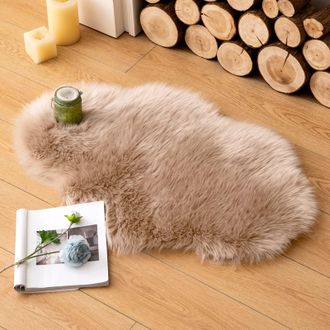 Miulee Faux Fell Teppich Flauschig Weiche Warm Modern Bodenmatte Sofa Matte Kunstfell Dekofell Unregelmäßig Bettvorleger Wolle Longhair Optik Gemütliches 60x