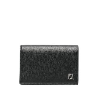 Fendi Logo-plaque Pebbled-leather Wallet